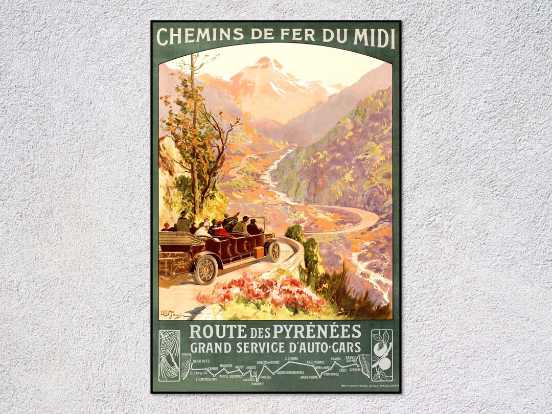 Route Des Pyrenees Vintage Poster France Travel & Advertising Retro ...