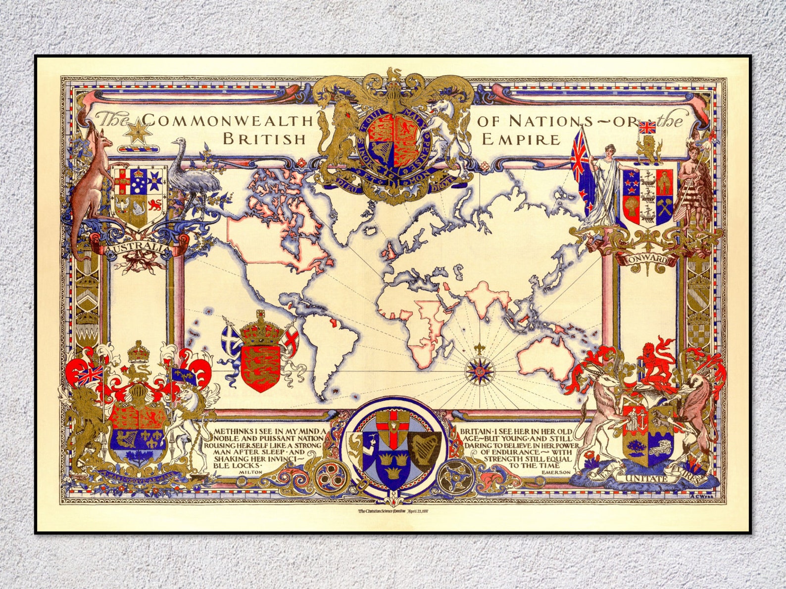 British Empire Map Published in 1937 to Celebrate the - Etsy
