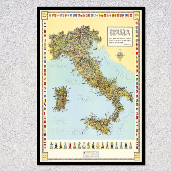 Pictorial Map of Italy - Etsy