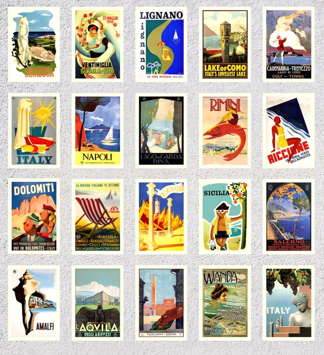 Italian Postcards Set No.2, Collectable Travel Postcards, Italy ...