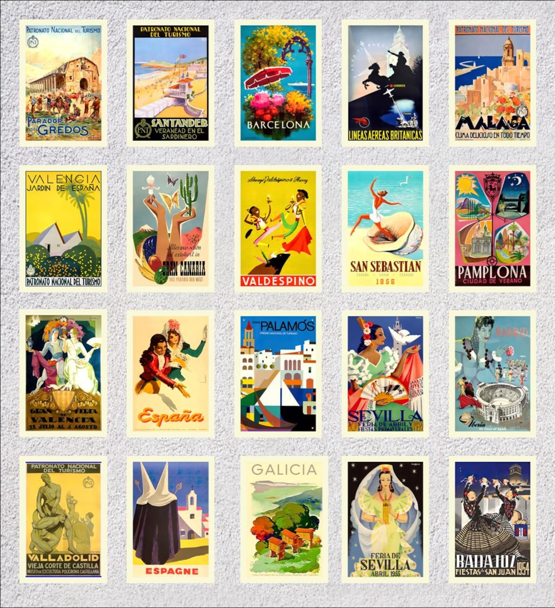 Set of Vintage Spain Postcards, Retro European Travel Cards, Traveler ...