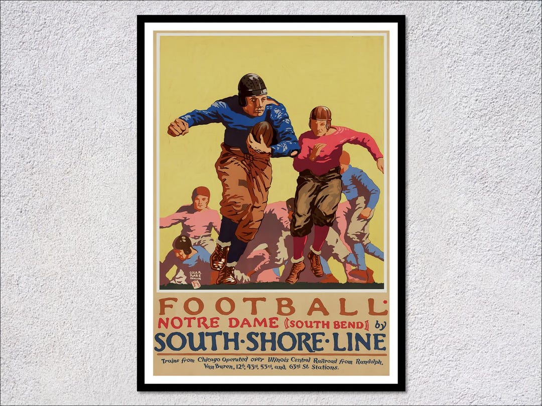 Football Poster Vintage Sports Wall Art | Restored Poster Print Retro ...