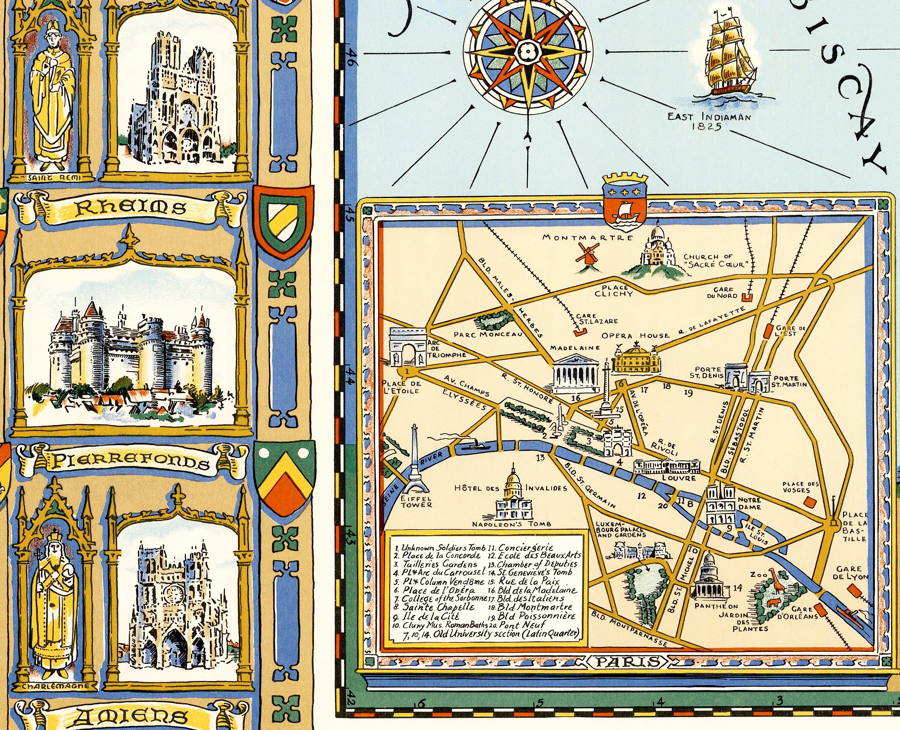 Vintage Pictorial Map of Europe and France (1929) | R.R. Bowker Co ...