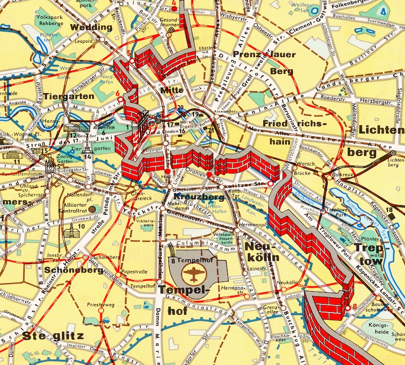 West and East Berlin Borders | Historical Map of Berlin | Cold War Era ...