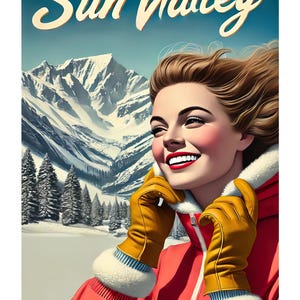 Ski Resort Sun Valley Poster Print | Mountain Wall Art | Skiing Decor ...