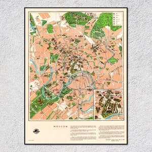 Large Tourist Map of Moscow City Moscow Travel Guide - Etsy