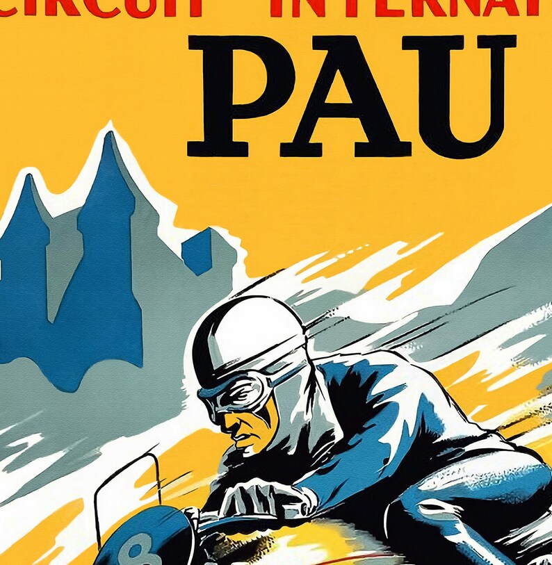 A French Motorcycle Poster Promoting the Pau Grand Prix Race - Etsy