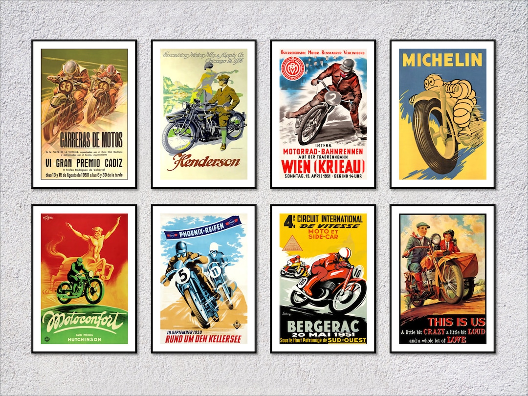 Vintage Motorciclest - Rally Poster Set - Relive the Golden Age of ...