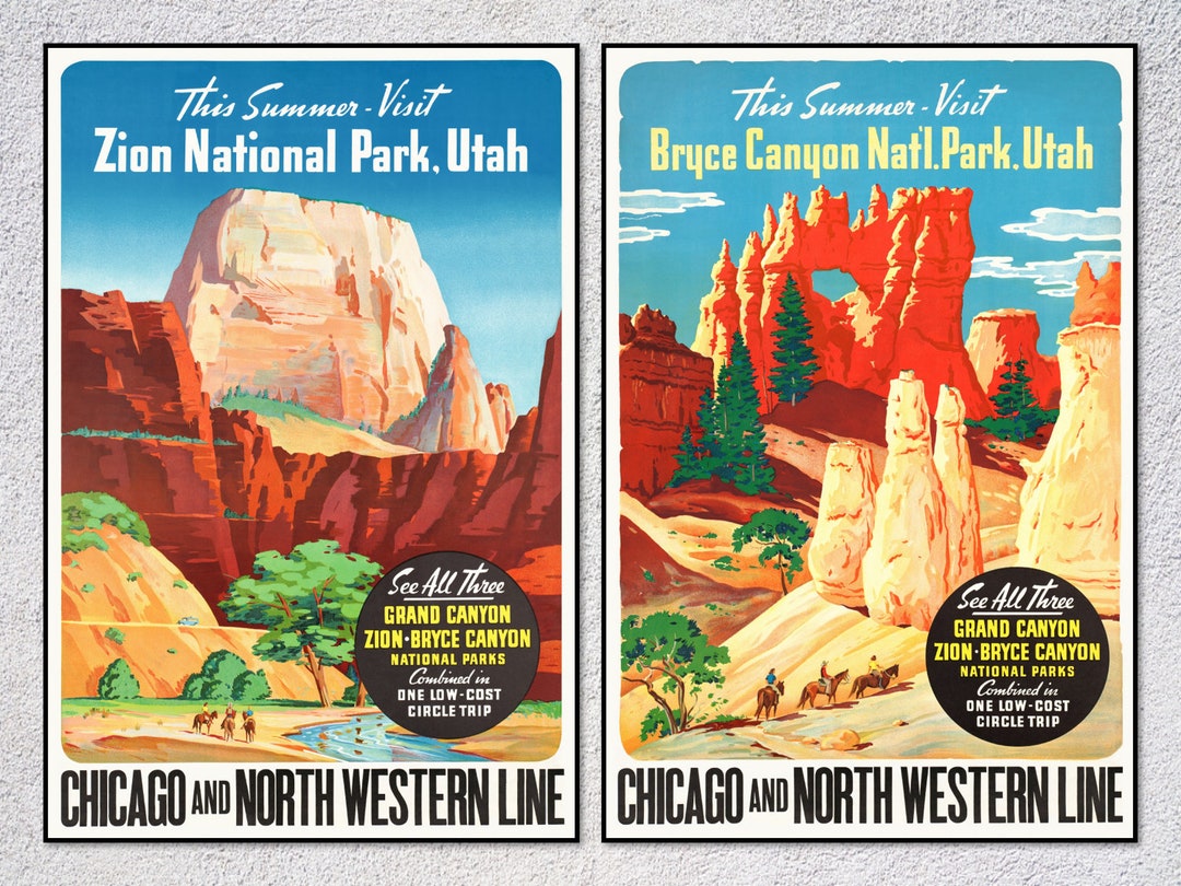 Zion National Park Utah National Park Posters Set of 2 - Etsy