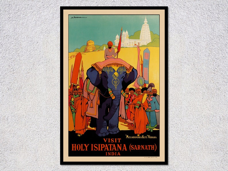 Visit Holy Isipatana sarnath. 1940 India Vintage Poster - Etsy