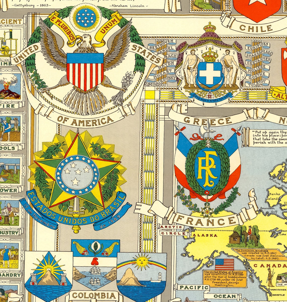 United Nations Map of the World 1947 World Map Old Map | Etsy