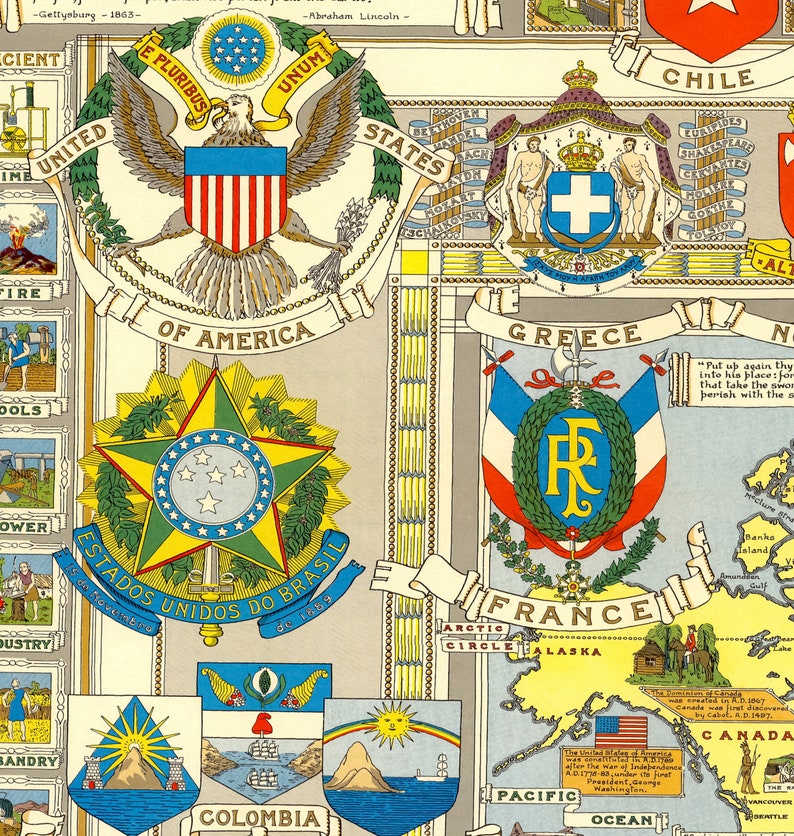 United Nations Map of the World 1947 World Map Old Map - Etsy