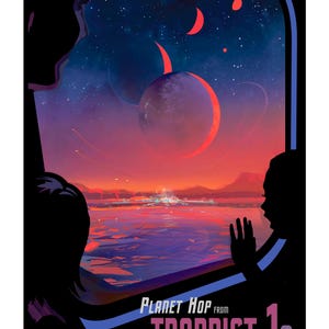 Discover | Trappist-1e | Retro Futuristic Exoplanet Poster | Space Art ...
