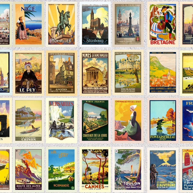 French Postcard Fabric - Etsy