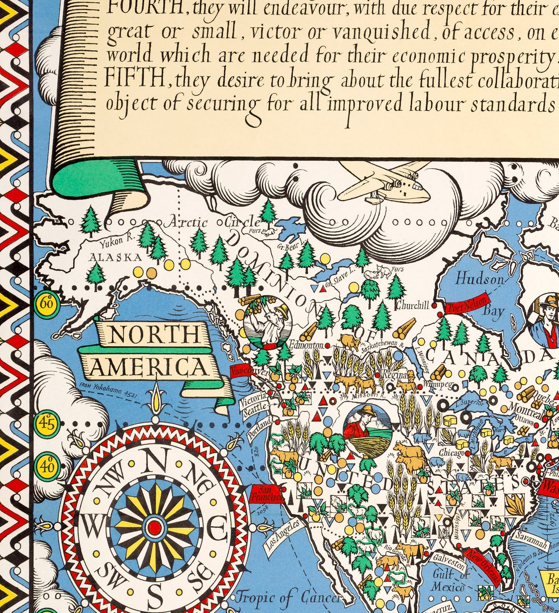 The Time & Tide Map of the Atlantic Charter 1942 Map of the - Etsy