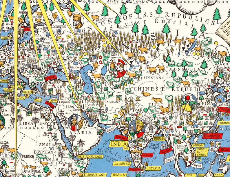 The Time & Tide Map of the Atlantic Charter 1942 Map of the - Etsy