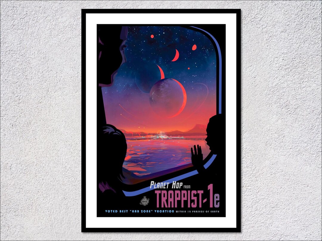 Discover | Trappist-1e | Retro Futuristic Exoplanet Poster | Space Art ...