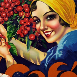 1930s Brazil Coffee Poster | Vintage Café Reprint | Art Deco Wall Print ...