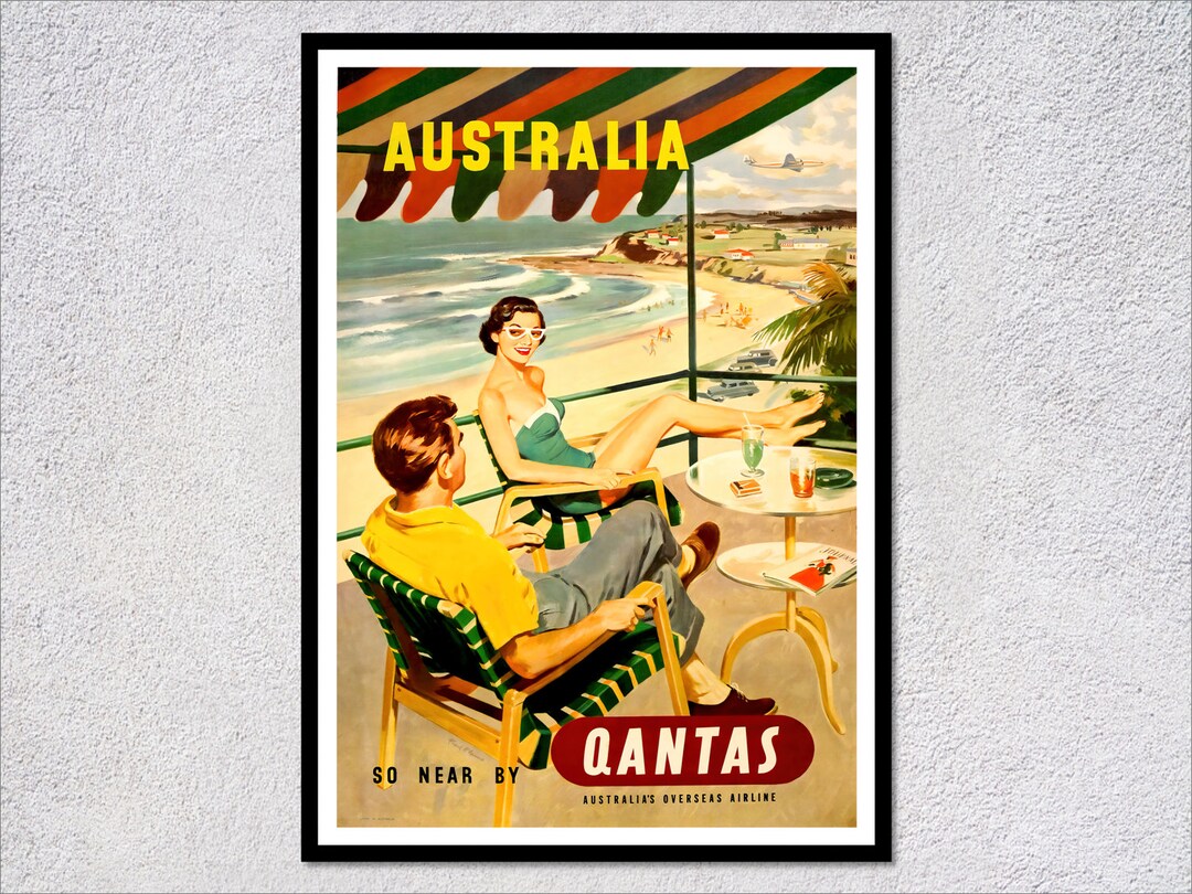 Australia Travel Poster | Vintage Coastal Tourism Art - Etsy