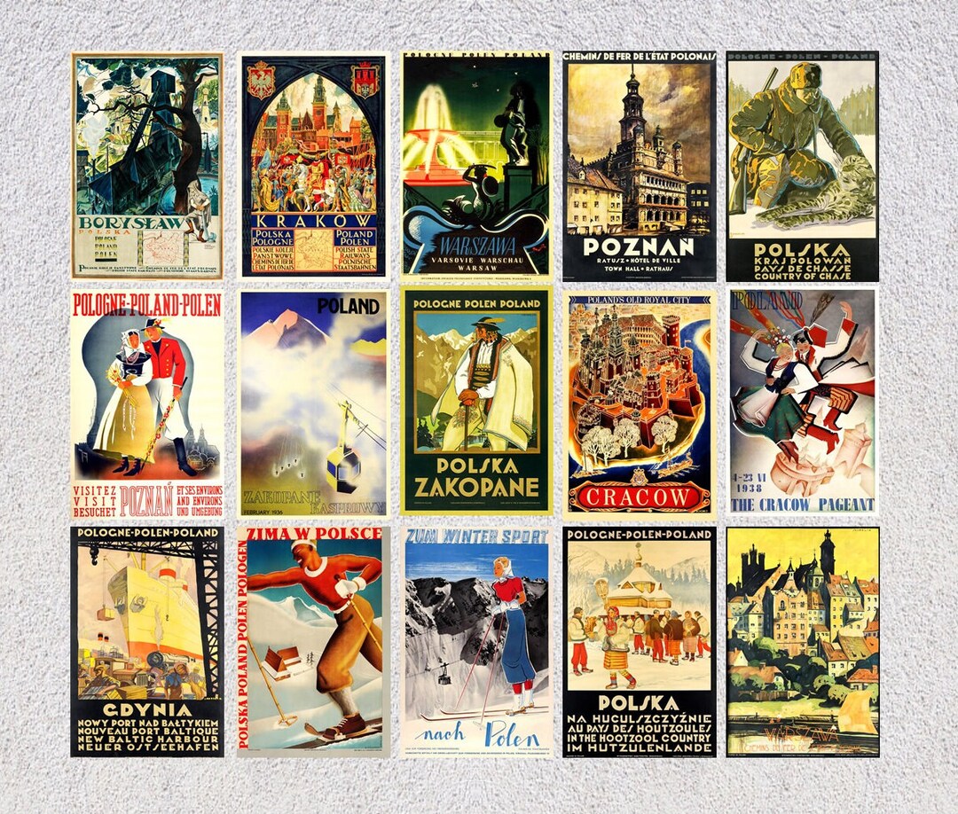 Poland Postcards Set of 15 | Vintage Travel Poster Cards | Eastern ...