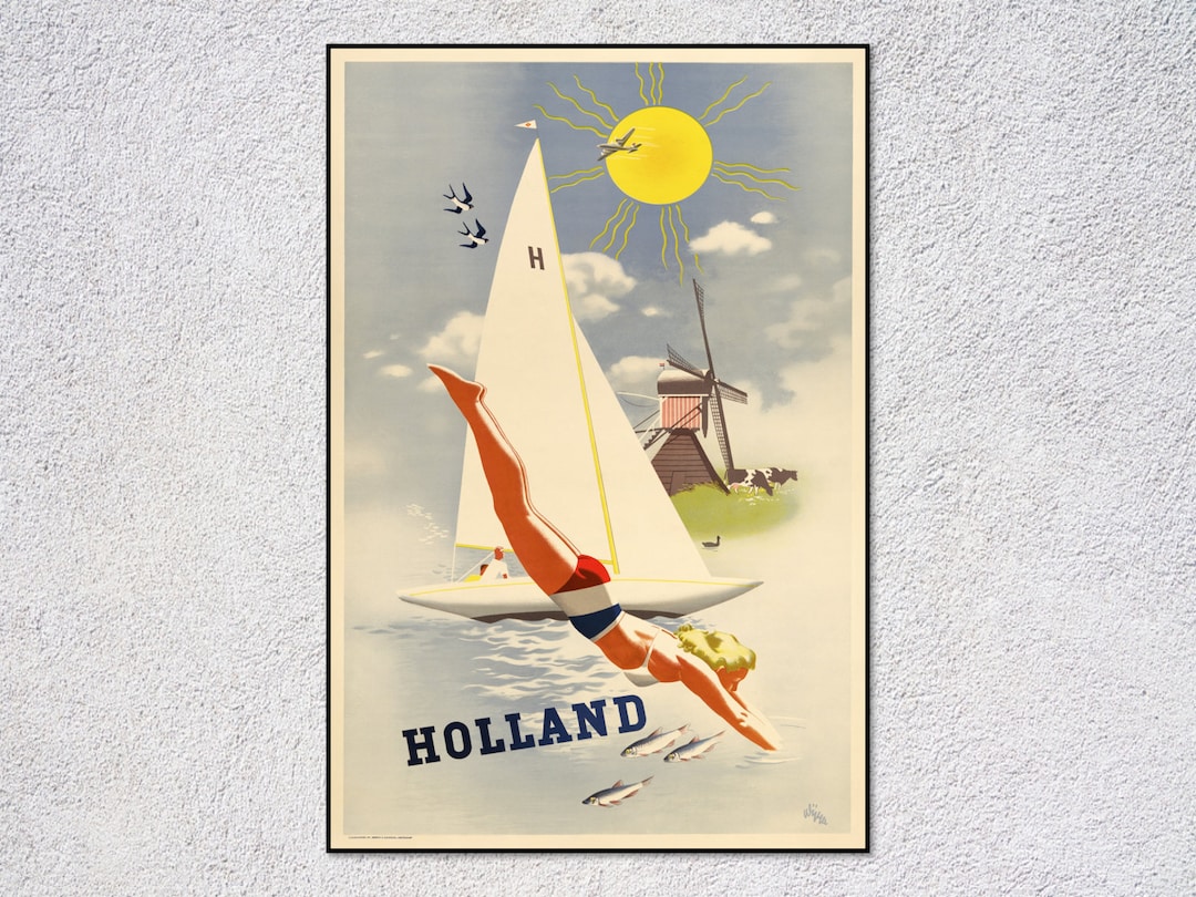 Vintage Dutch Posters & Prints Retro Tourism Print - Etsy