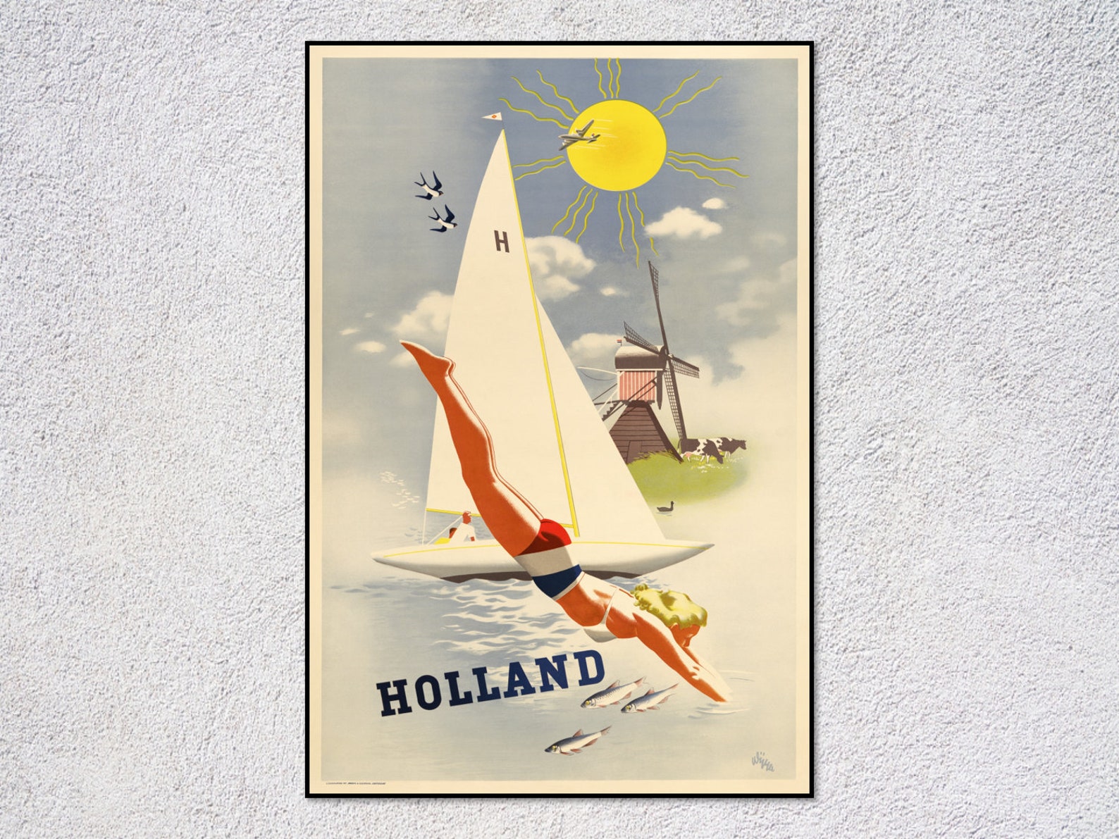 Vintage Dutch Posters & Prints Retro Tourism Print - Etsy