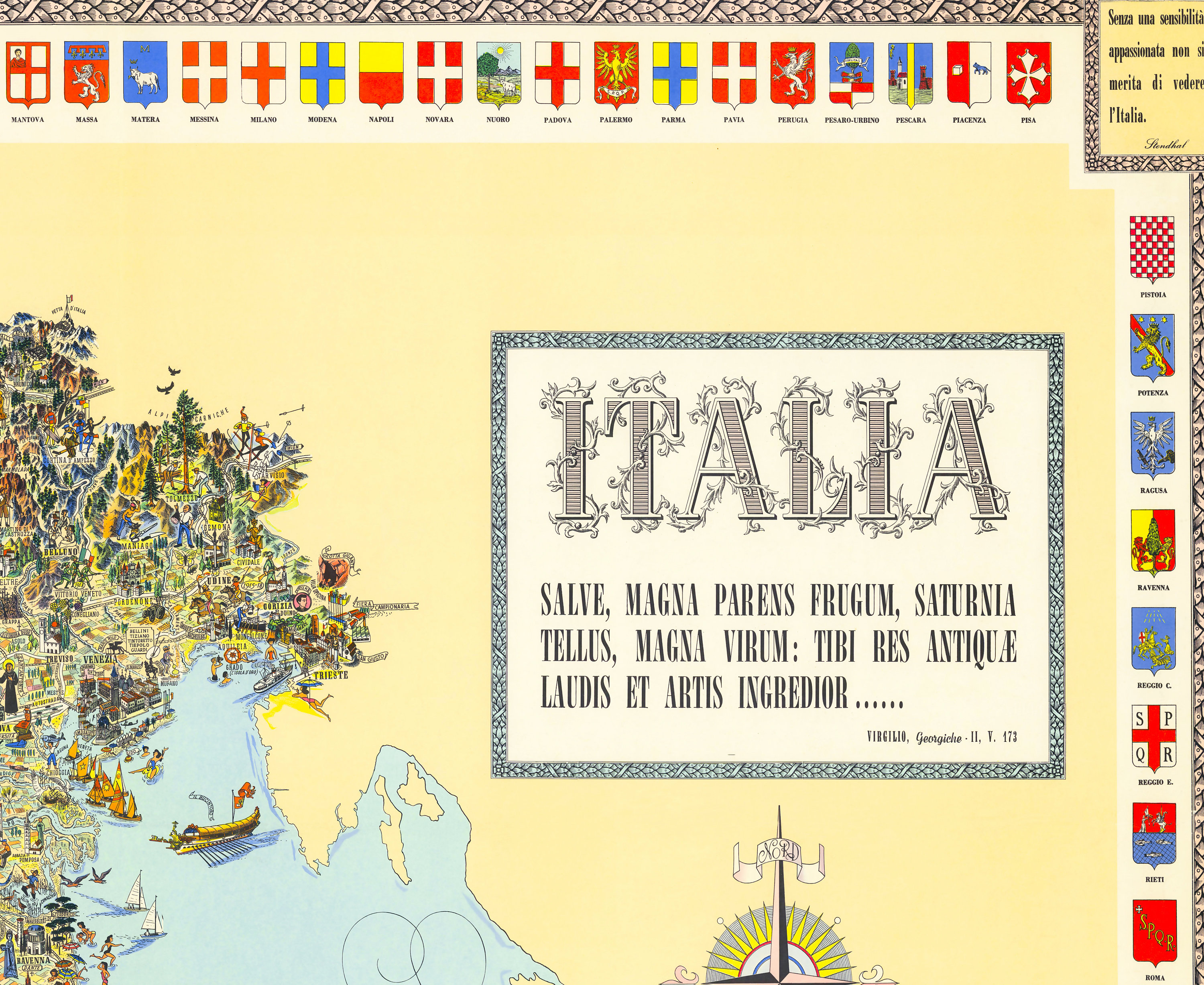 Pictorial Maps of Italian Regions (1956) | Illustrated Italy Map Poster ...