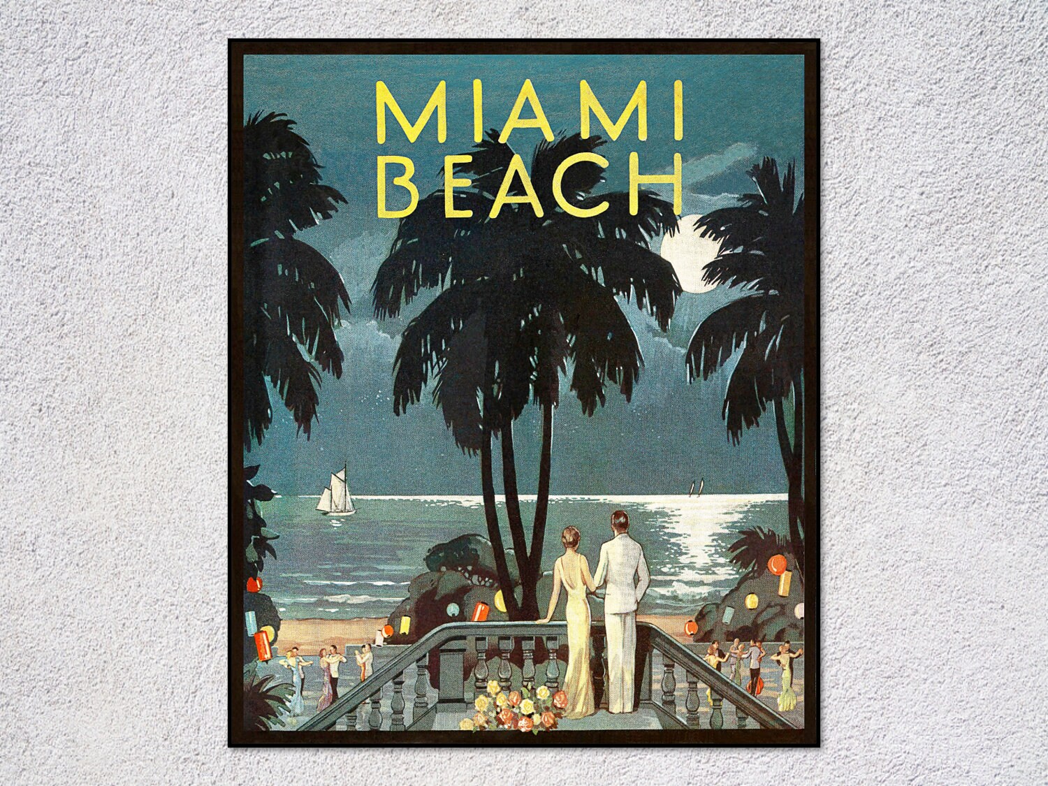 Miami Beach Florida Vintage Travel Poster Retro Miami - Etsy
