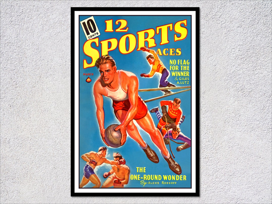 Vintage Sports Magazine Poster | Sports Aces Cover Print | 1940s ...