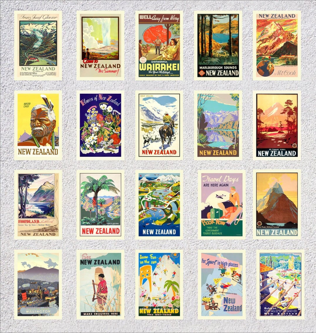 New Zealand Postcards Pack, Retro Travel Souvenirs, Vintage Tourism ...