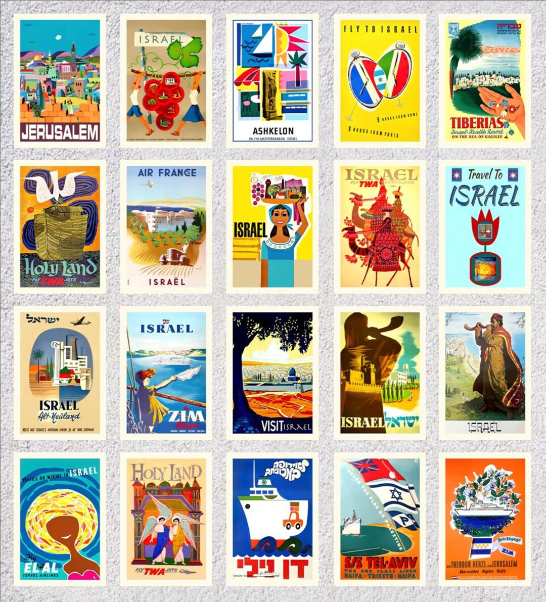 Set of 20 Israel Travel Postcards | Vintage Reproductions | Restored ...