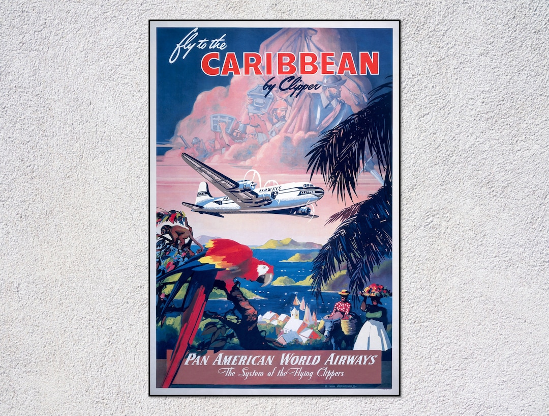 Caribbean Travel Ads Posters Vintage Art Print Retro Bahamas - Etsy