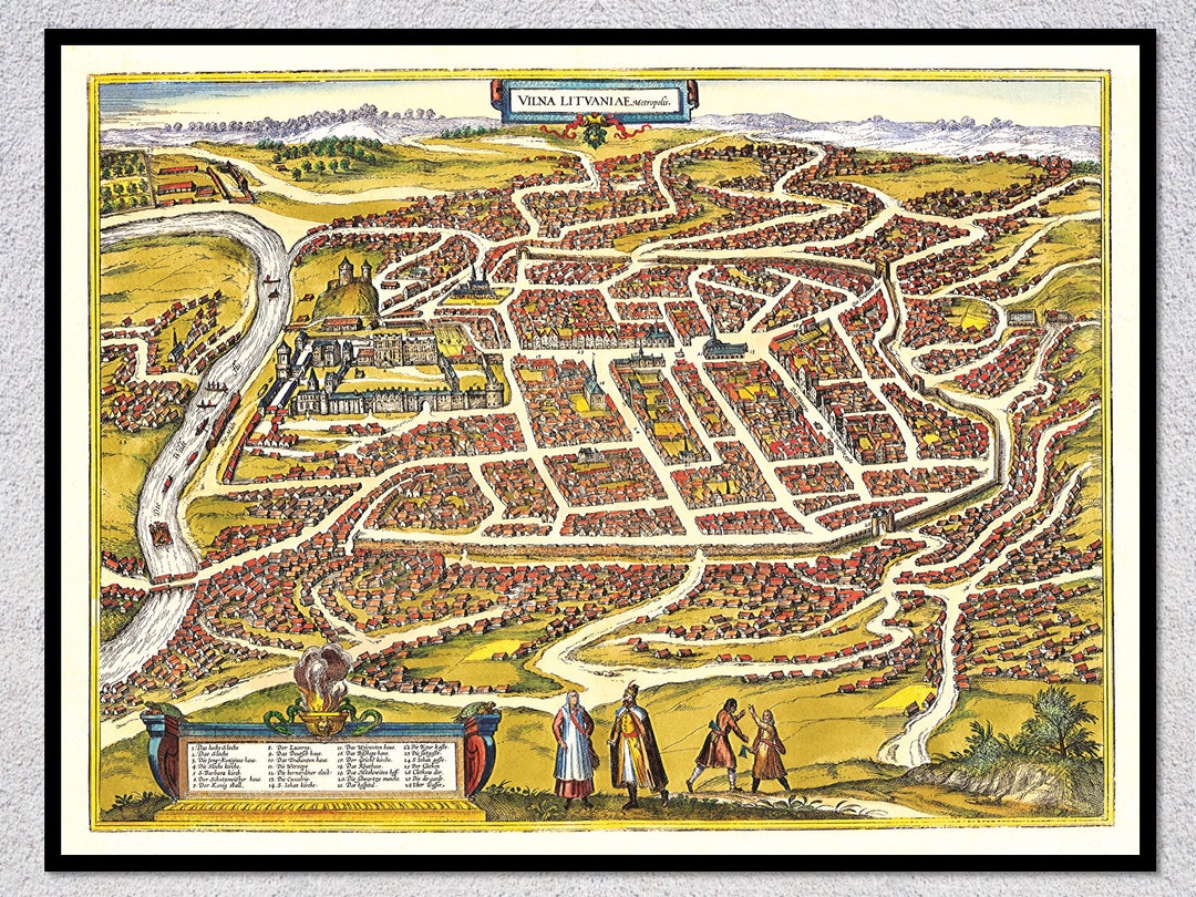 Vintage Map of Vilnius | Lithuania (1599) | Civitates Orbis Terrarum ...