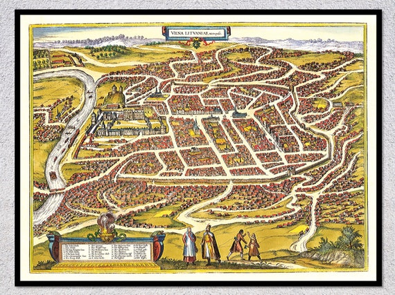 Vintage Map of Vilnius Lithuania Civitates Orbis Terrarum. | Etsy