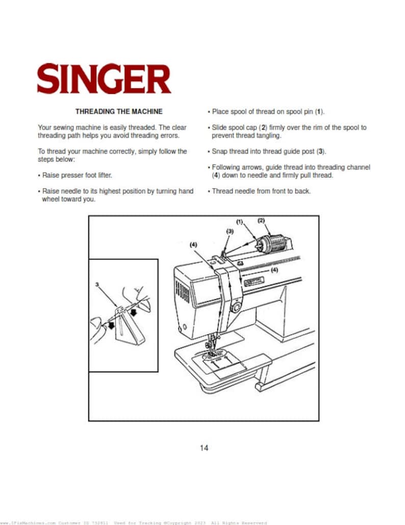 Singer Sewing Machine 93234 Instruction Manual User Guide, Instant ...