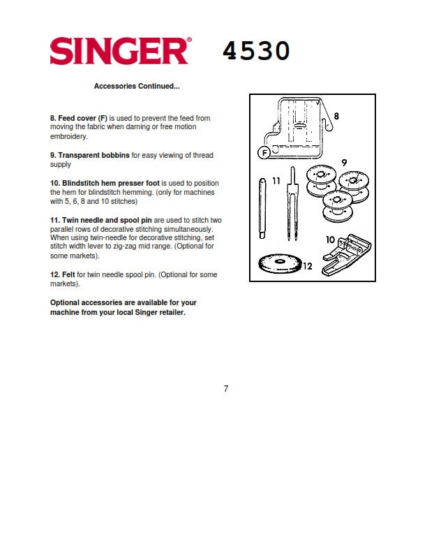 Singer Sewing 4530 Instruction Manual Handbook, Instant Download, PDF ...