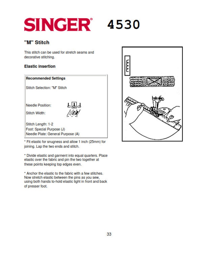 Singer Sewing 4530 Instruction Manual Handbook, Instant Download, PDF ...