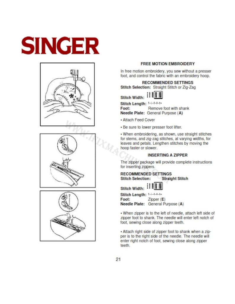Singer Sewing Machine 93234 Instruction Manual User Guide, Instant ...