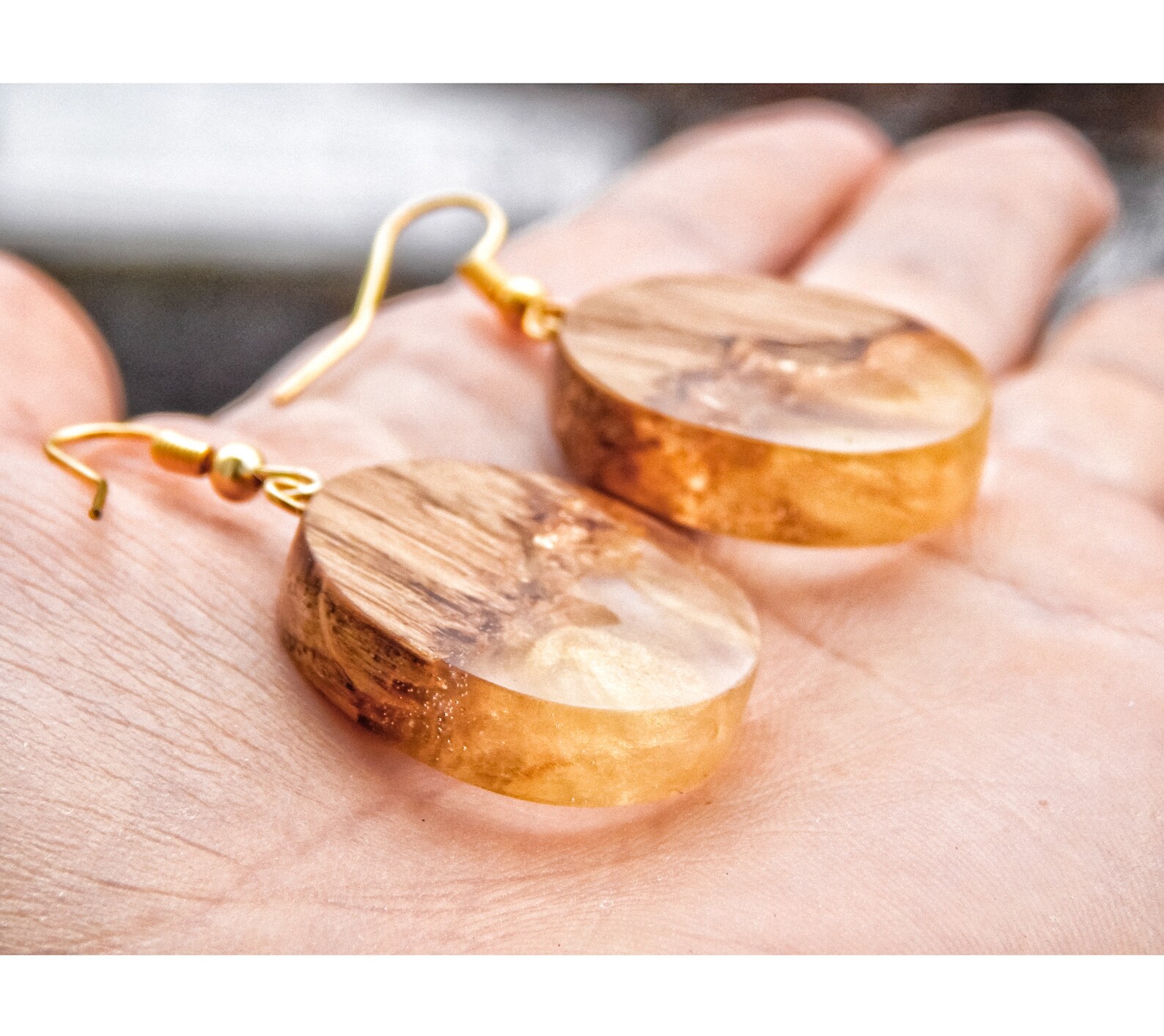 Wood Resin Earrings, Yellow Earrings, Wooden Earrings for Women, Resin ...