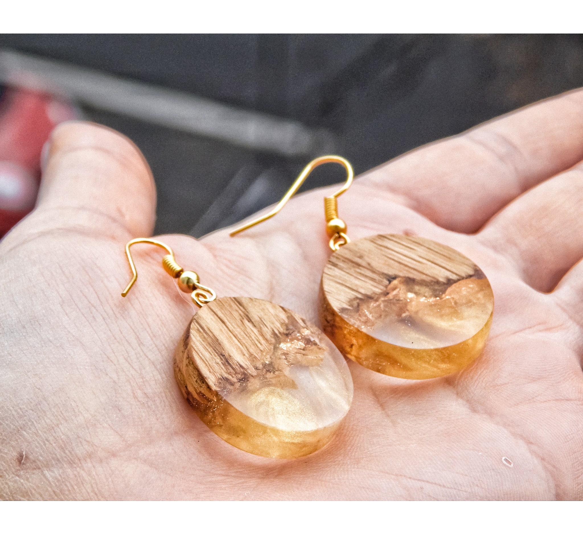 Wood Resin Earrings, Yellow Earrings, Wooden Earrings for Women, Resin ...