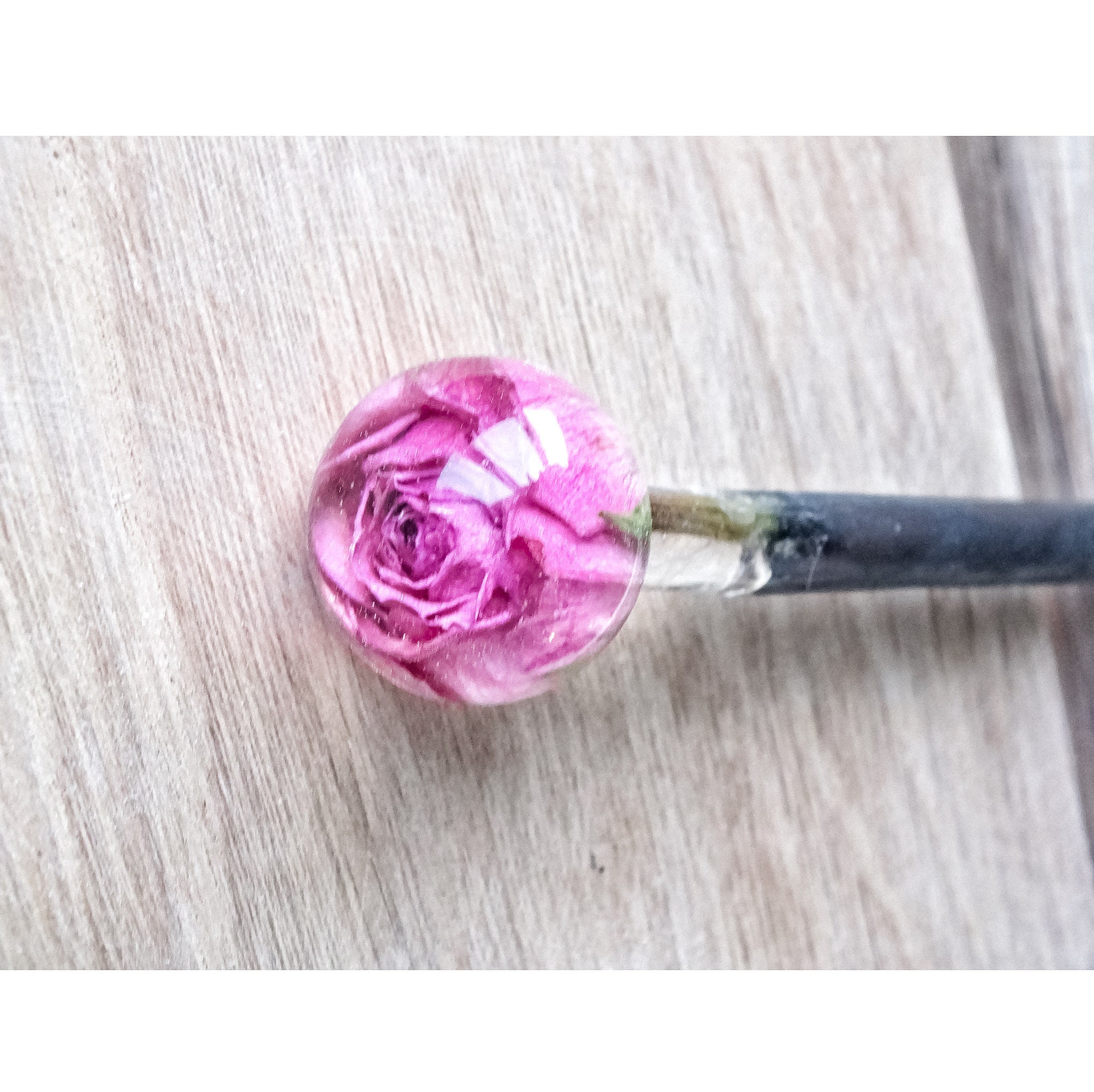 Rose Wood Hair Accessories Pink Flower Hair Stick Terrarium - Etsy