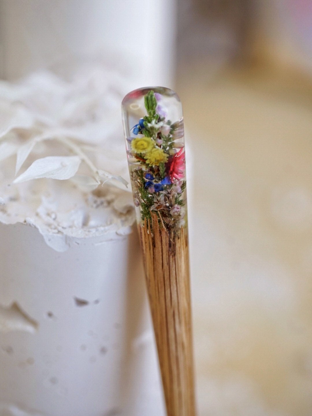 Hair Stick With Real Flowers, Personalized Hairpin, Wood Hair ...
