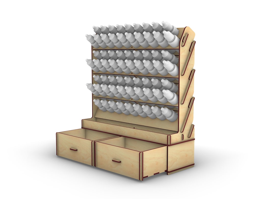 Valejo/army Painter Paint Rack With Tray and Drawers Laser Cutting File ...