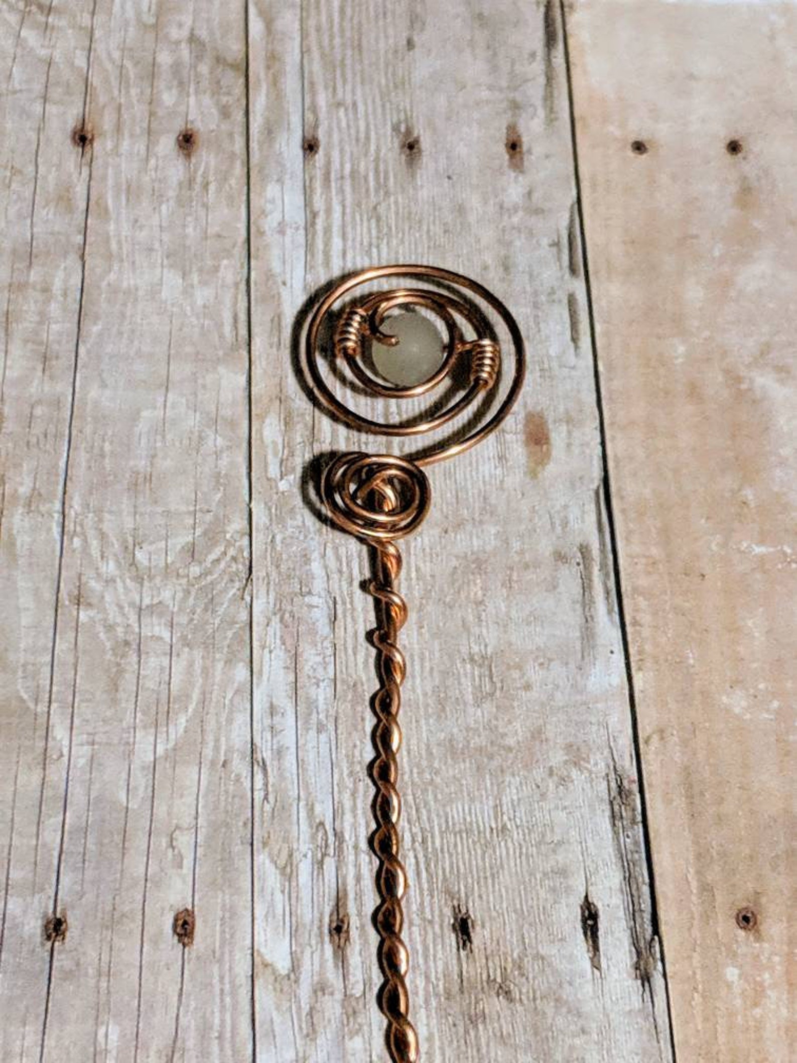Handmade Copper Wire Hair Pin With White Agate Bead - Hair Fork - Hair ...