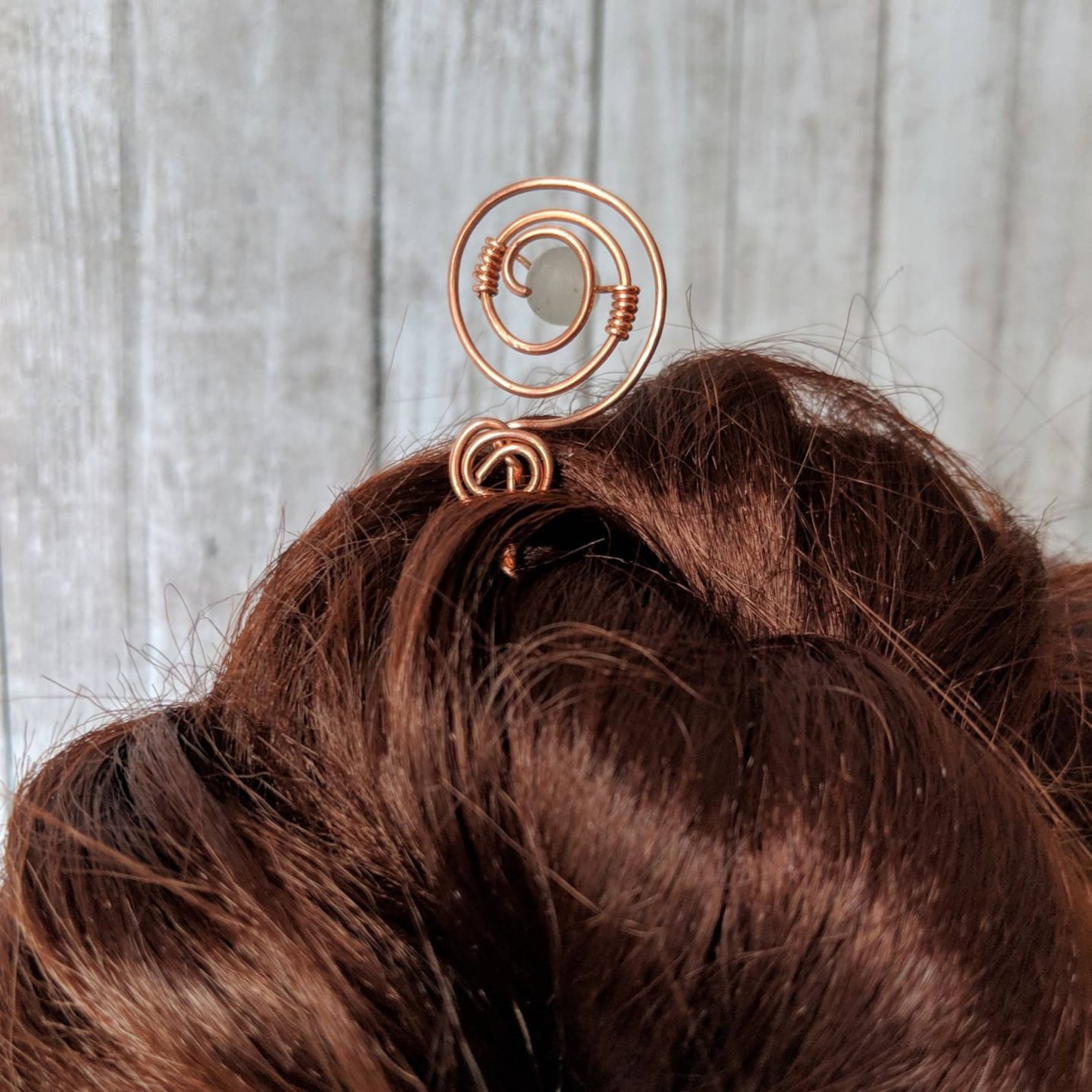 Handmade Copper Wire Hair Pin With White Agate Bead - Hair Fork - Hair ...
