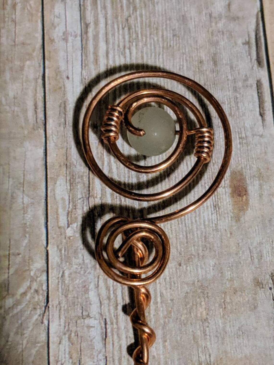 Handmade Copper Wire Hair Pin With White Agate Bead - Hair Fork - Hair ...