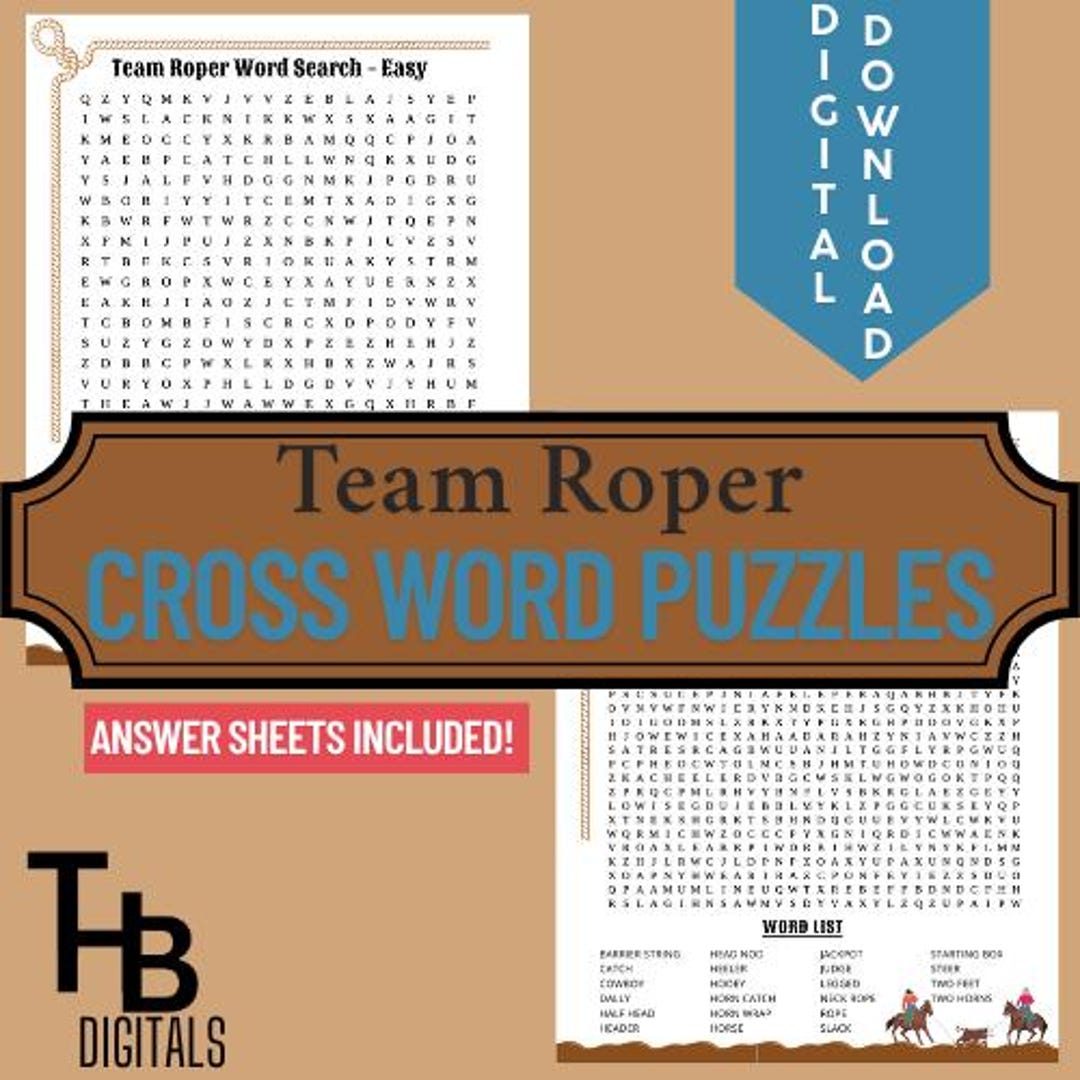 Team Roper Cross Word Puzzle Download - Etsy