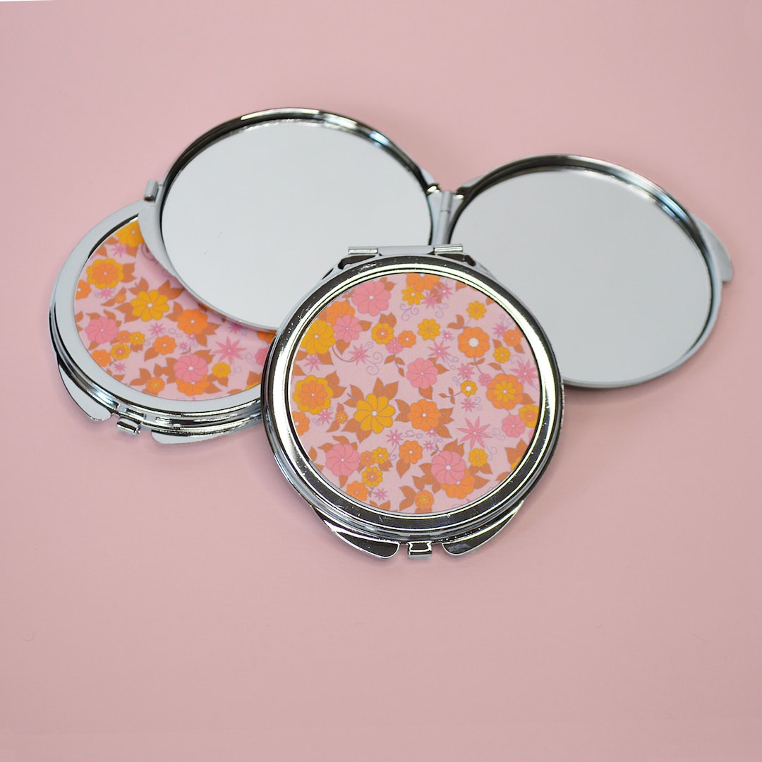 Floral Wallpaper Compact Mirror in Pink || Cute Pocket Mirror || Cute ...