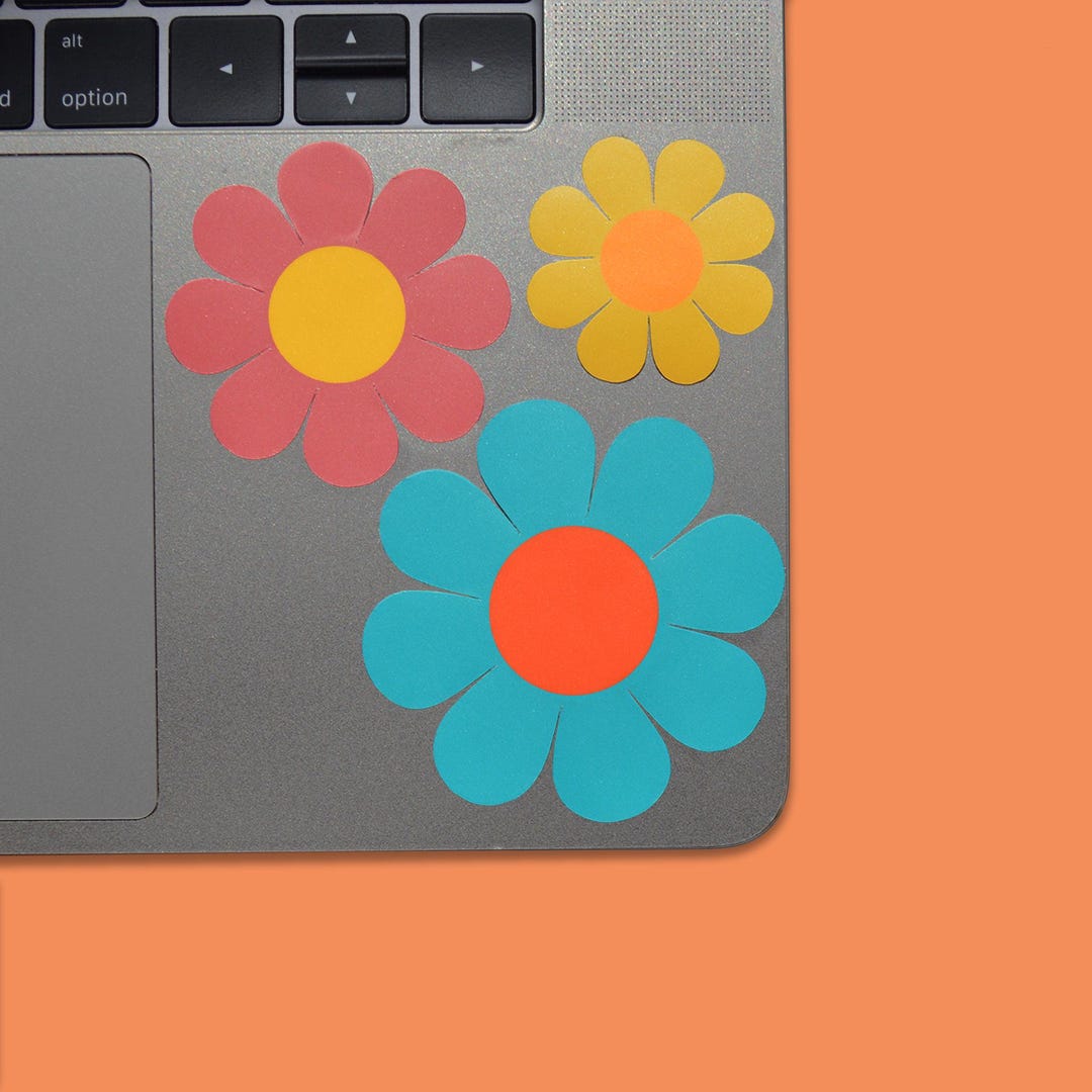 Retro Mod Flower Stickers 3 Pack | Retro Flower Power Stickers | 3 ...