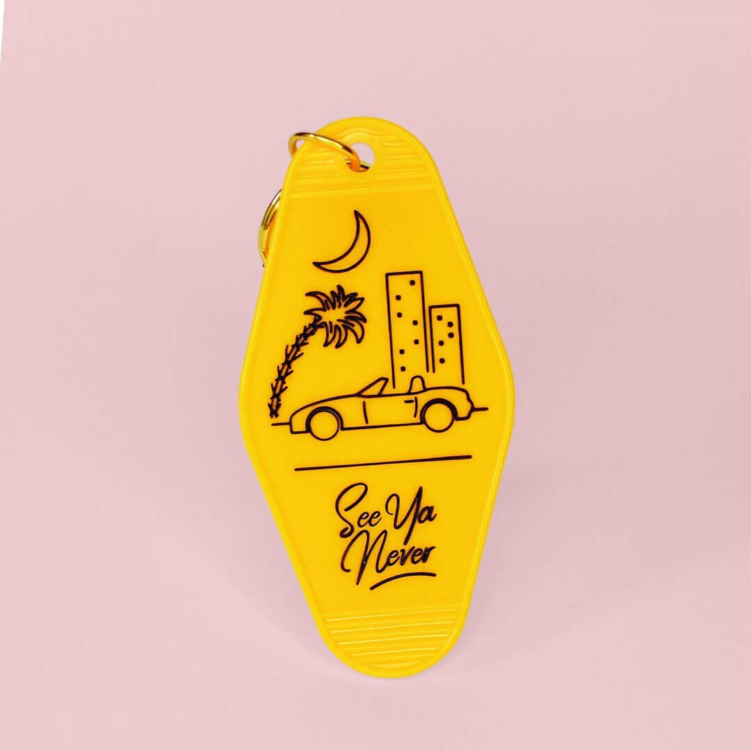 Motel Keychain | See Ya Never | Vintage Hotel Tag | Yellow | Aesthetic ...